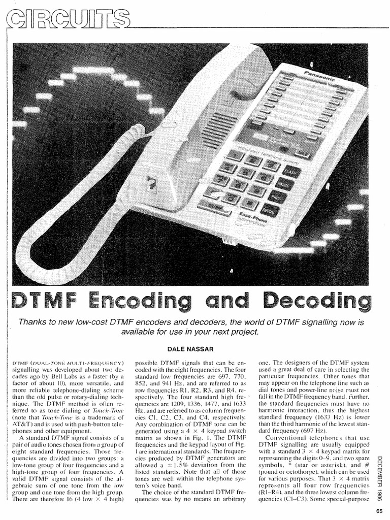 DTMF Encoding and Decoding | PDF | Electronic Circuits | Telephone