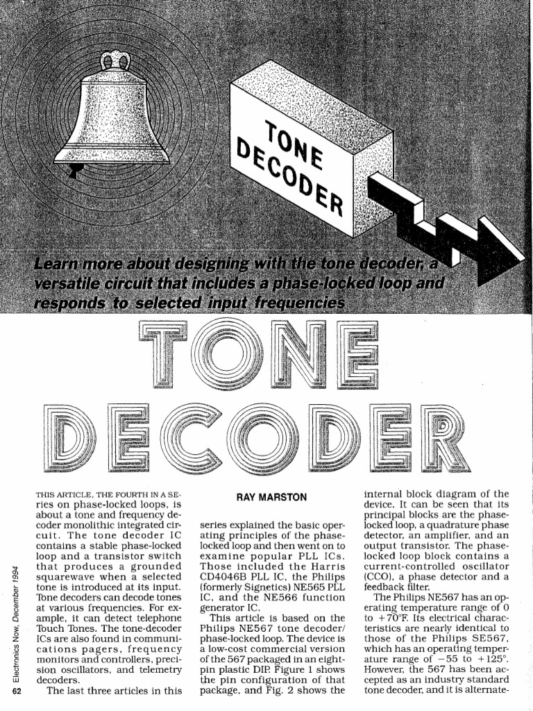 Tone Decoder | PDF | Detector (Radio) | Electronic Oscillator