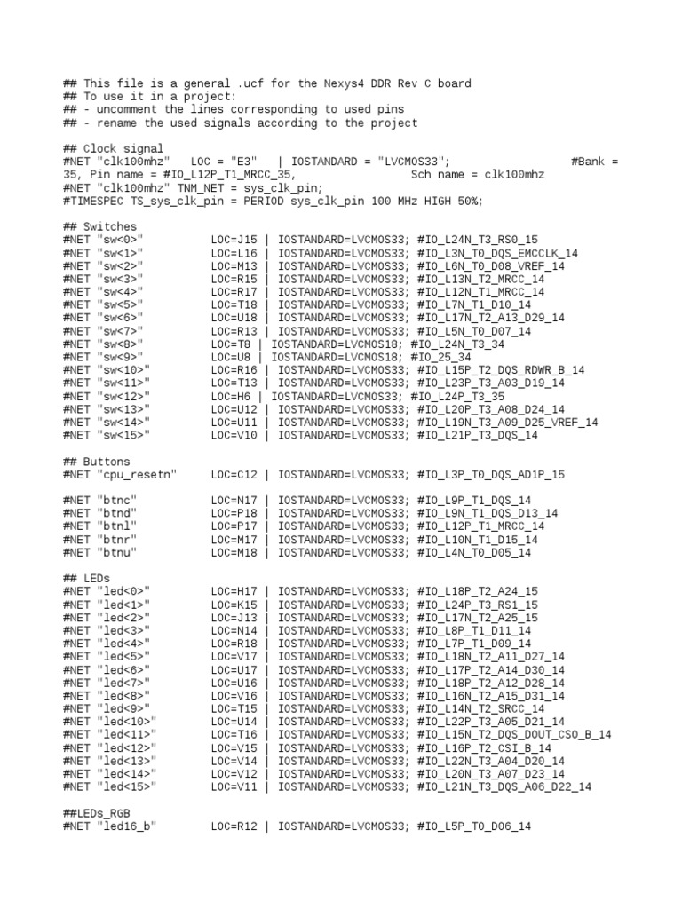 Nexys 4 Ddr Ucf Pdf