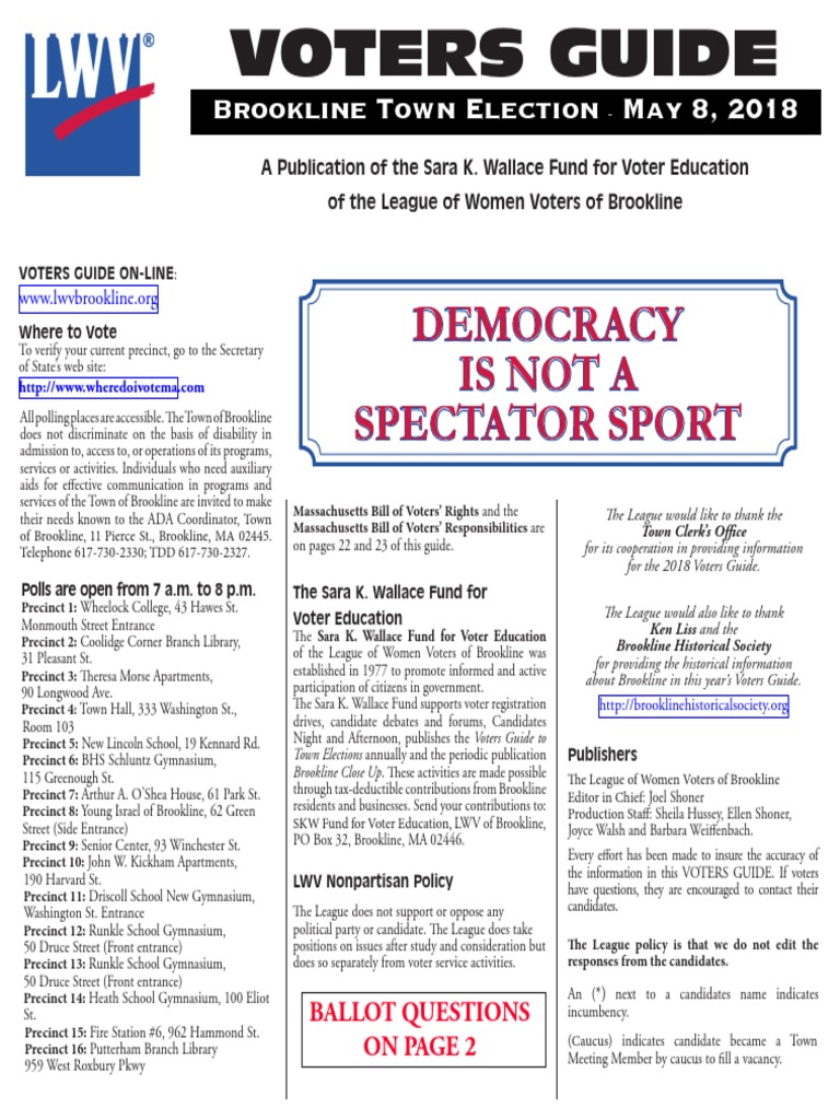League of Women Voter Guide | PDF | Public Library | Schools