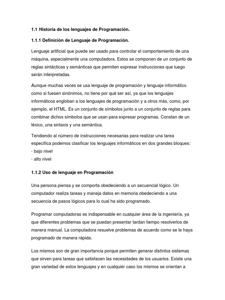 Historia de La Programacion | PDF | Lenguaje de programación | Compilador