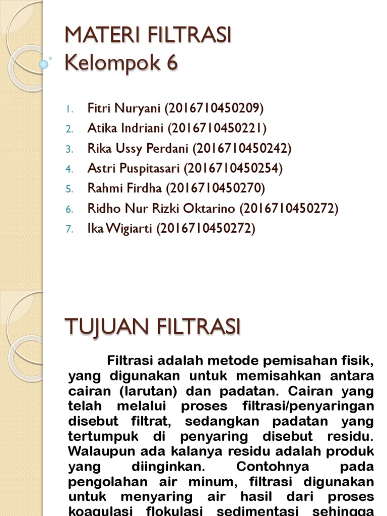 Materi Filtrasi | PDF