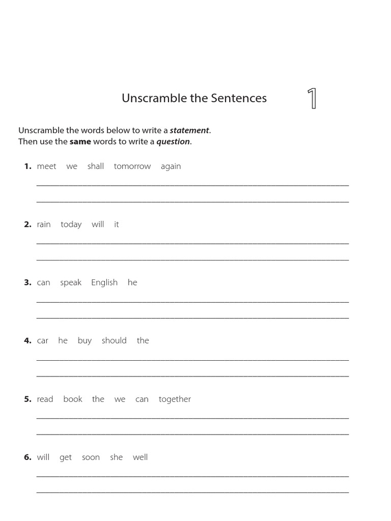 Unscramble The Sentences: © Primary Leap Ltd. 2016 WWW - Primaryleap.co ...