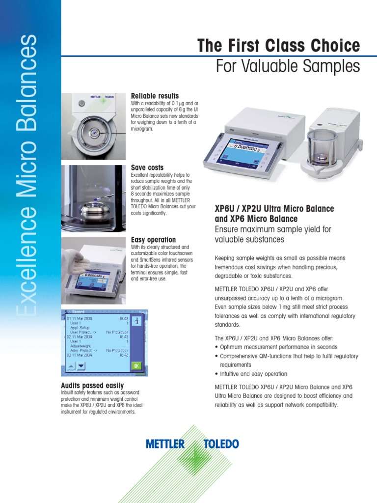 Mettler Toledo XP Micro Balances Datasheet | PDF | Standard Deviation ...