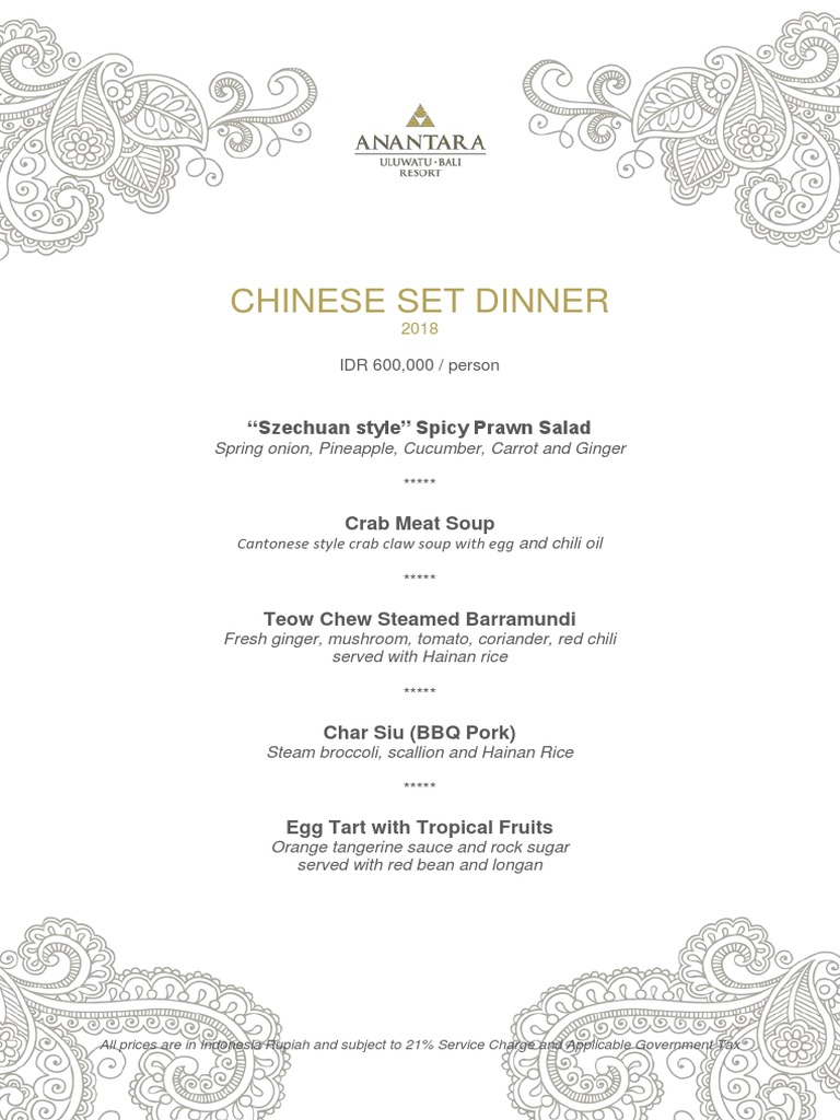 Szechuan Chinese Set Dinner Menu | PDF