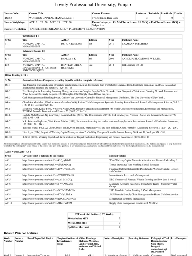 RP Tip Print New | PDF | Lecture | Working Capital