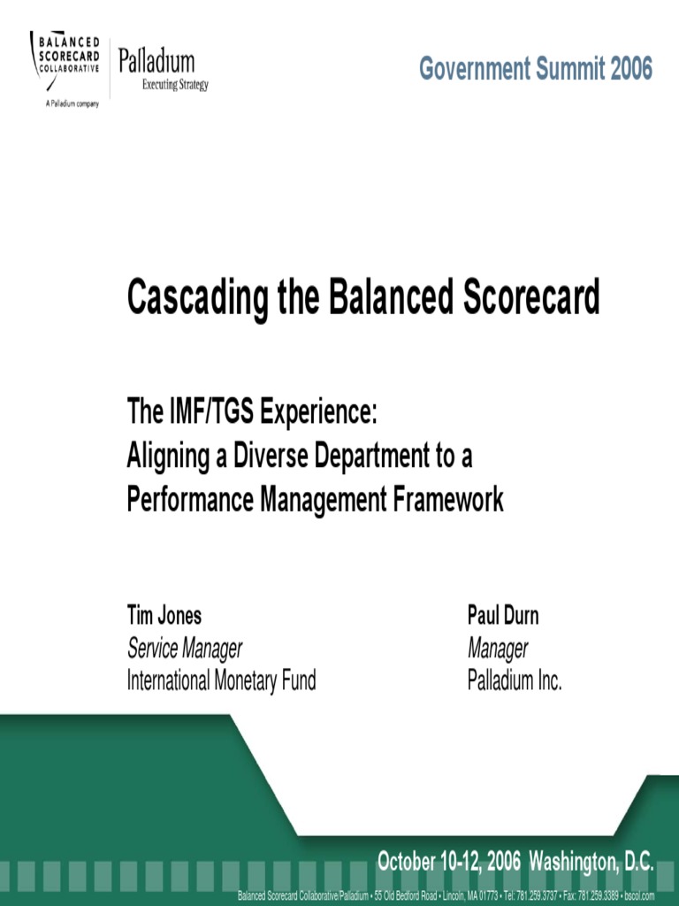 Cascading the Balanced Scorecard | Strategic Management | Business Process