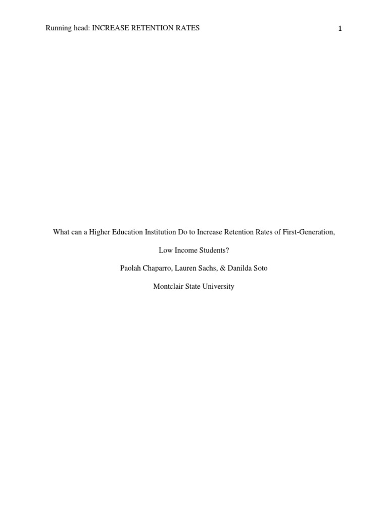 First-Generation College Students Paper | PDF | Employee Retention ...