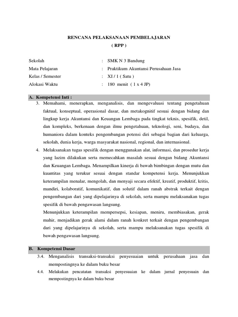 RPP Akuntansi-Problem Based Learning - Edited | PDF | Self-Improvement