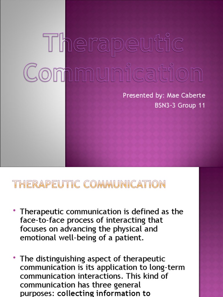 Therapeutic Communication Techniques Presentation | PDF | Communication ...