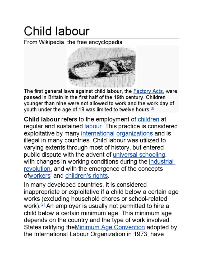Child Labour: From Wikipedia, The Free Encyclopedia | PDF | Child ...