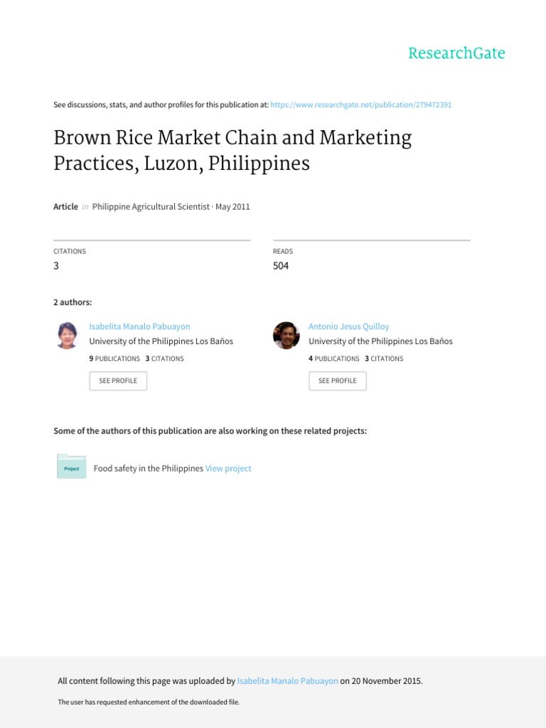 Brown Rice Market Chain and Marketing Practices Lu | PDF | Rice ...