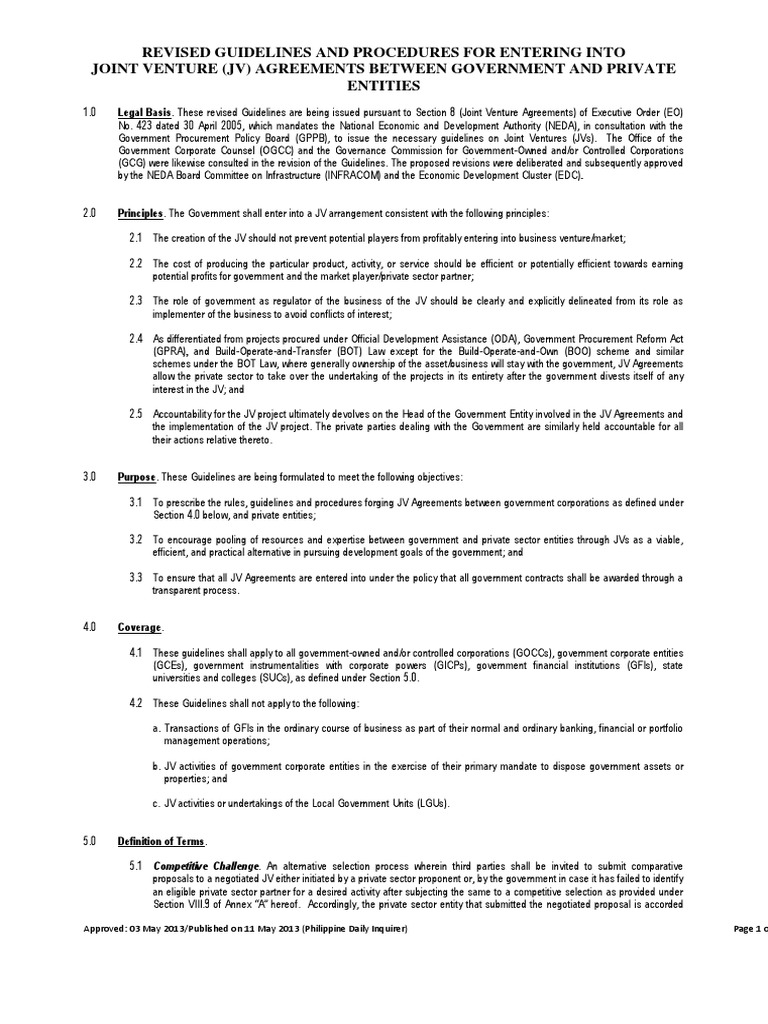 2013 Revised JV Guidelines | PDF | Joint Venture | Ownership