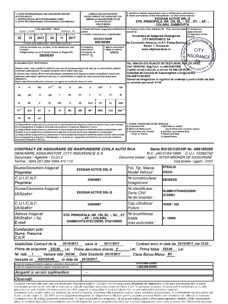 Auto Insurance Contract Details | PDF