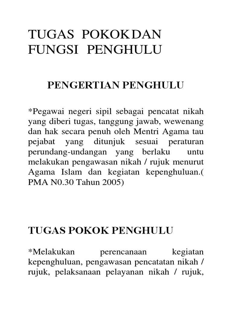 Tupoksi Penghulu | PDF