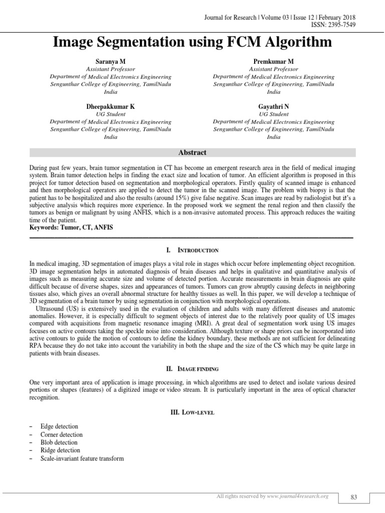 Image Segmentation Using FCM Algoritm - J4rv3i12021 | PDF | Computer ...