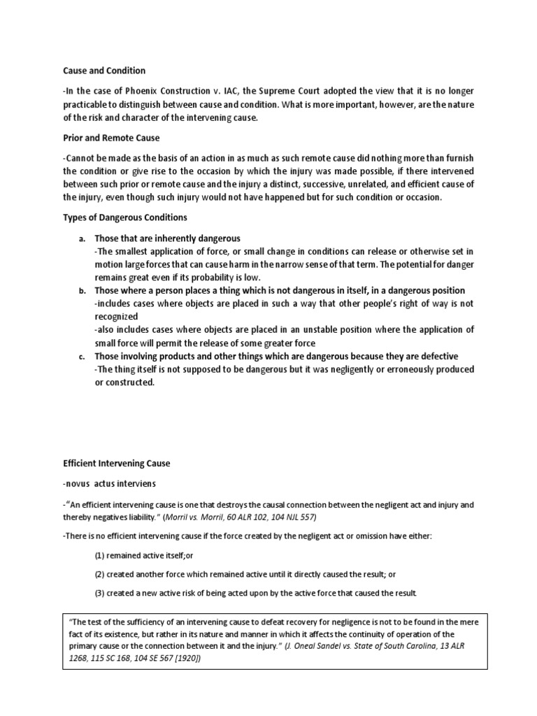 Efficient Intervening Cause Explained | PDF | Negligence | Causality