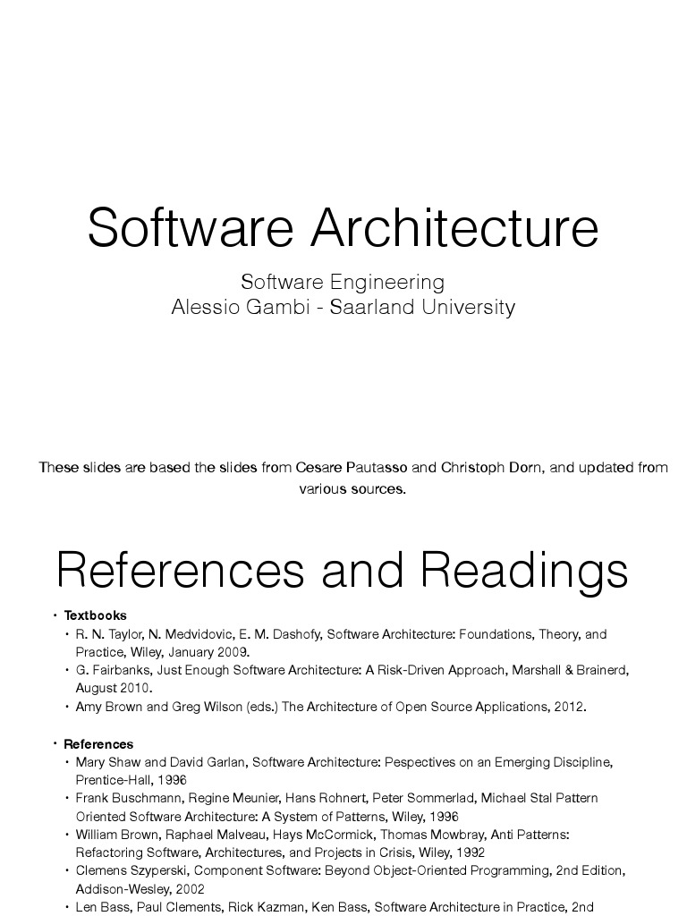 08 Software Architecture Pdf Component Based Software Engineering
