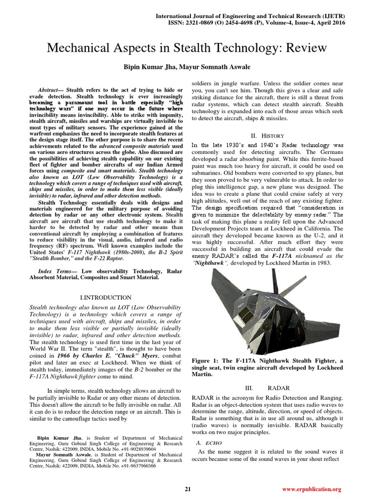 Mechanical Aspects of Stealth Technology: A Review of Radar Absorbing ...