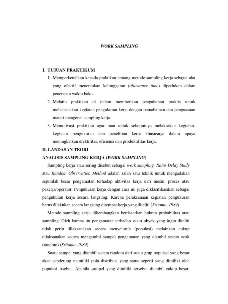 An Analysis of Work Sampling: Determining Allowance Times and Measuring ...