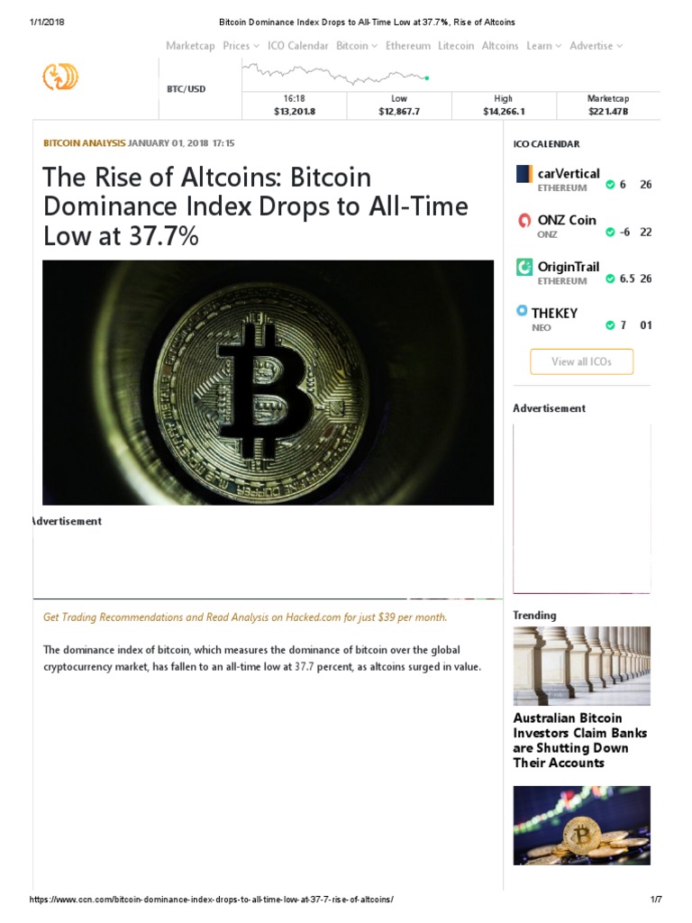Bitcoin Dominance Falls, Altcoins Surge | PDF | Cryptocurrency | Bitcoin
