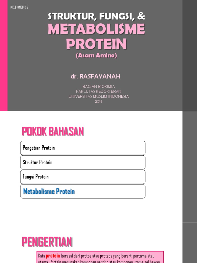 Metabolisme Protein: Struktur, Fungsi | PDF