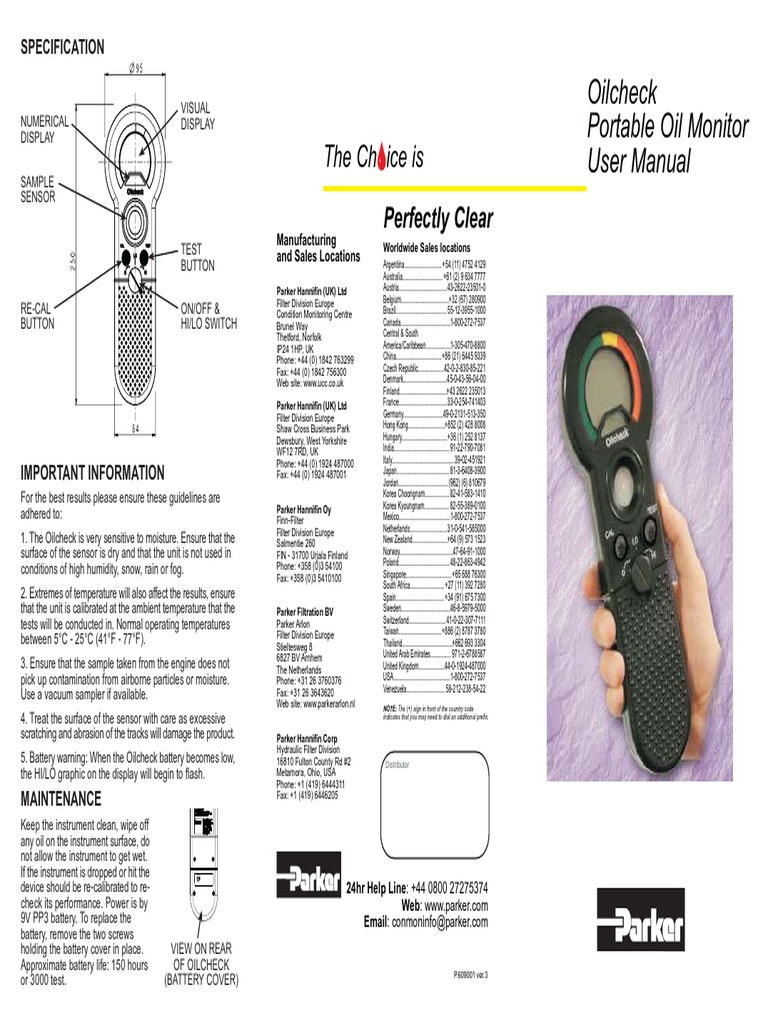 Parker Oilcheck-Manual PDF | PDF | Petroleum | Calibration