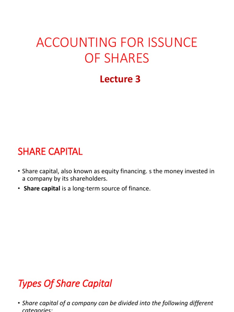 Accounting For Issunce of Shares Lecture 3 | PDF | Debits And Credits ...