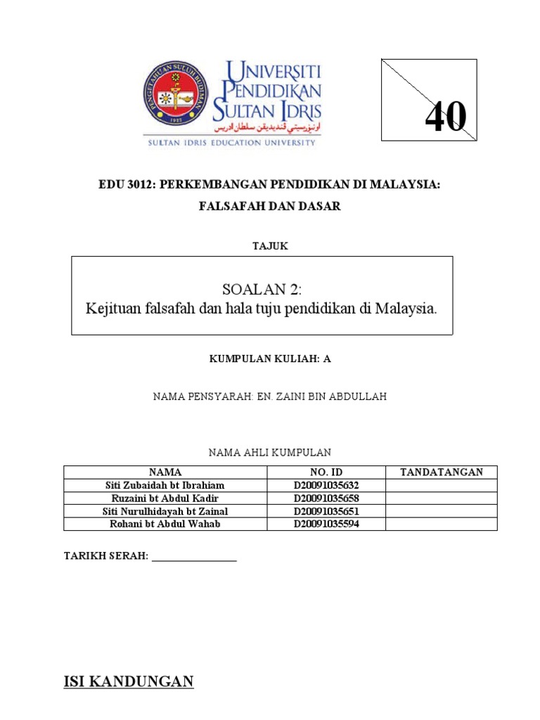 Kejituan Falsafah Dan Hala Tuju Pendidikan Di Malaysia | PDF