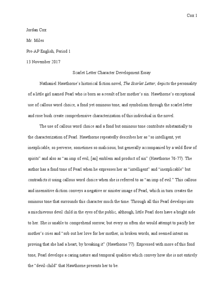 Scarlet Letter Analysis Essay | PDF | The Scarlet Letter | Nathaniel ...