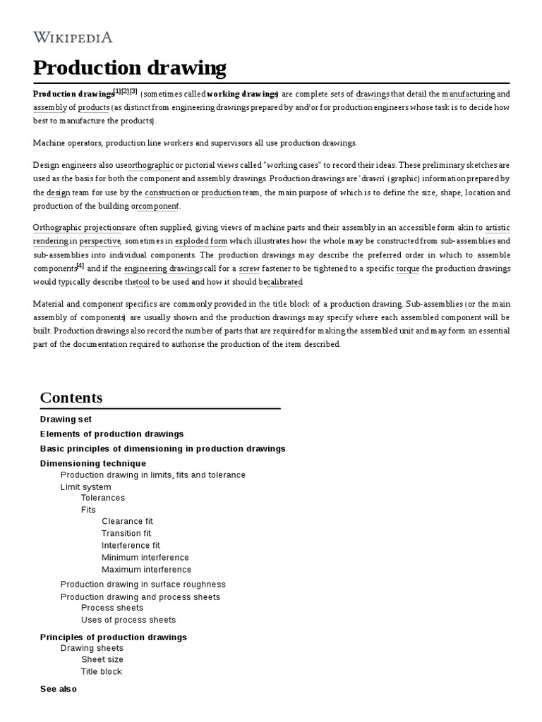 Production Drawing PDF | PDF | Engineering Tolerance | Surface Roughness