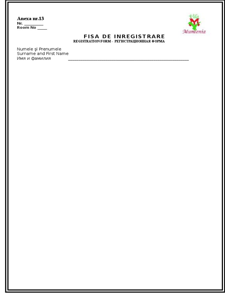 Fisa de Inregistrare | PDF