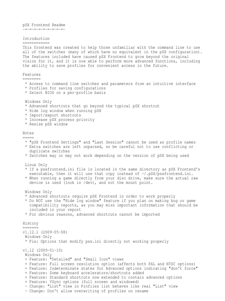 PSX Frontend - Readme | PDF | Microsoft Windows | Command Line Interface