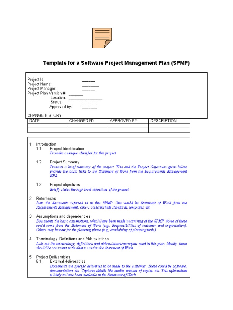 Template For A Software Project Management Plan (spmp) | Pdf 