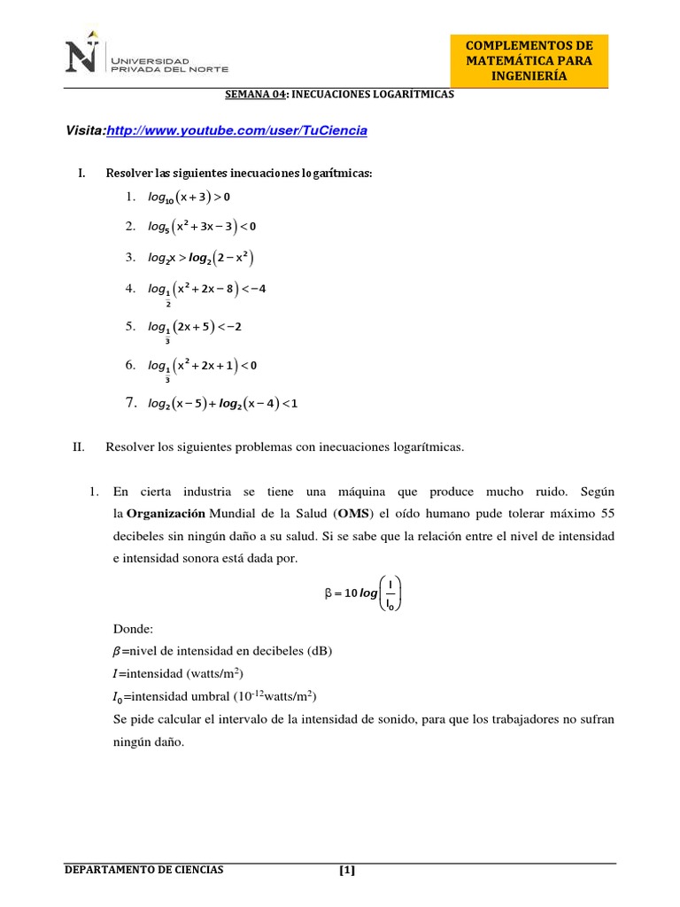 HT 4 Inecuaciones Logaritmicas | PDF | Decibel | Logaritmo