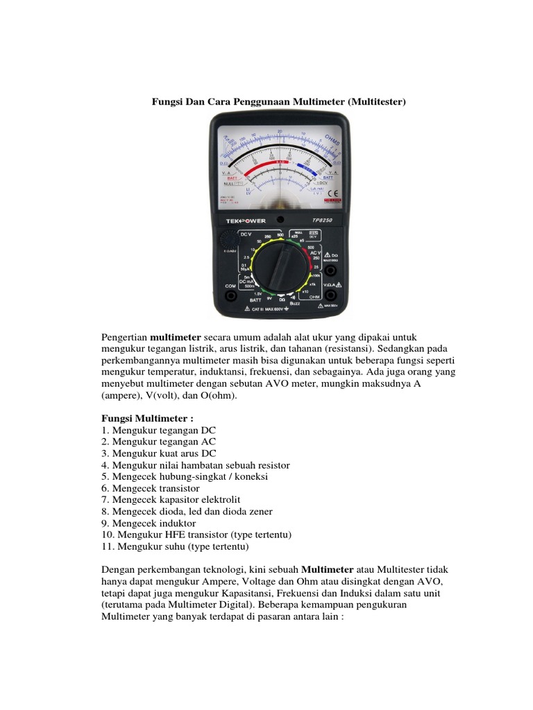 Fungsi dan Cara Pakai Multimeter | PDF