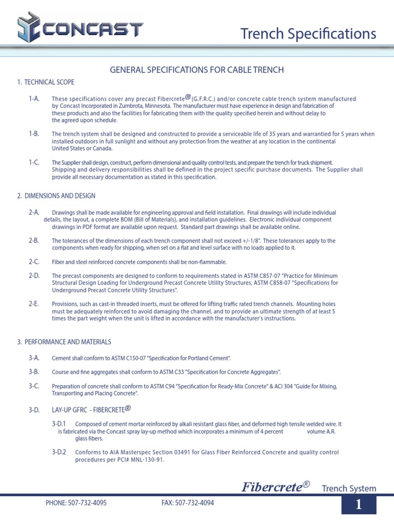 Trench Specifications | PDF | Specification (Technical Standard) | Concrete