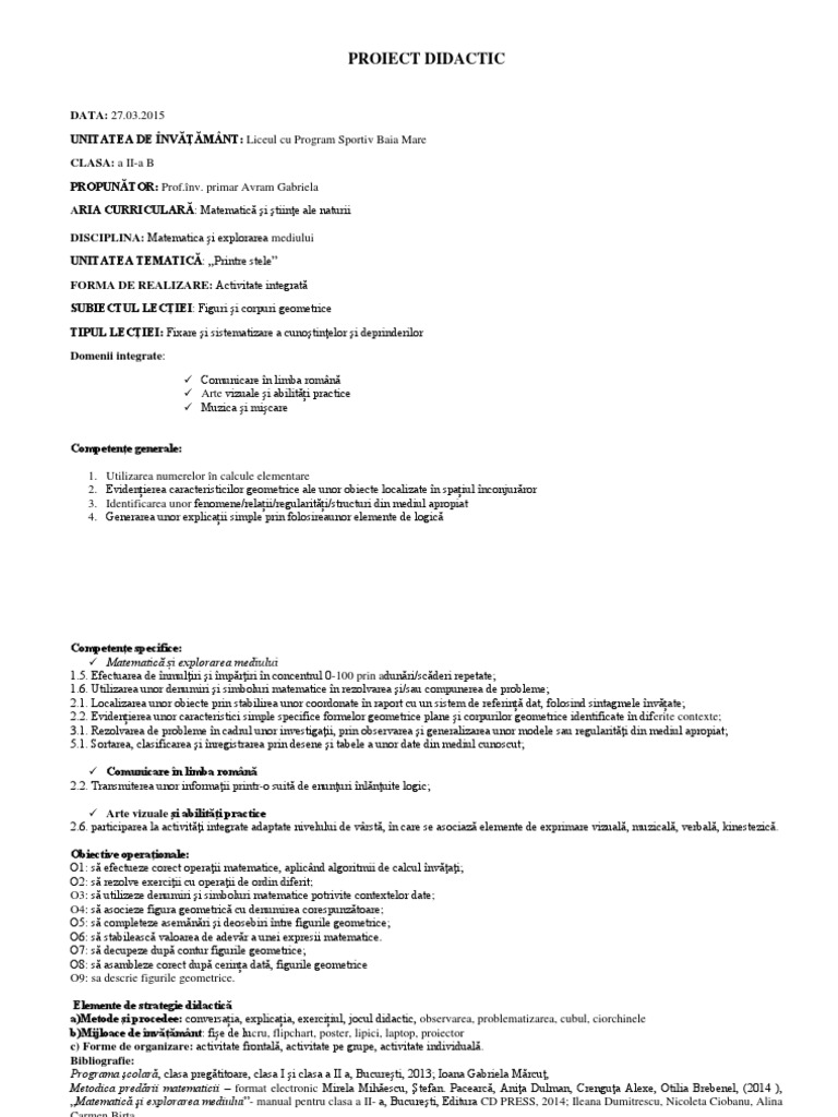 Proiect de Lectie Mem | PDF