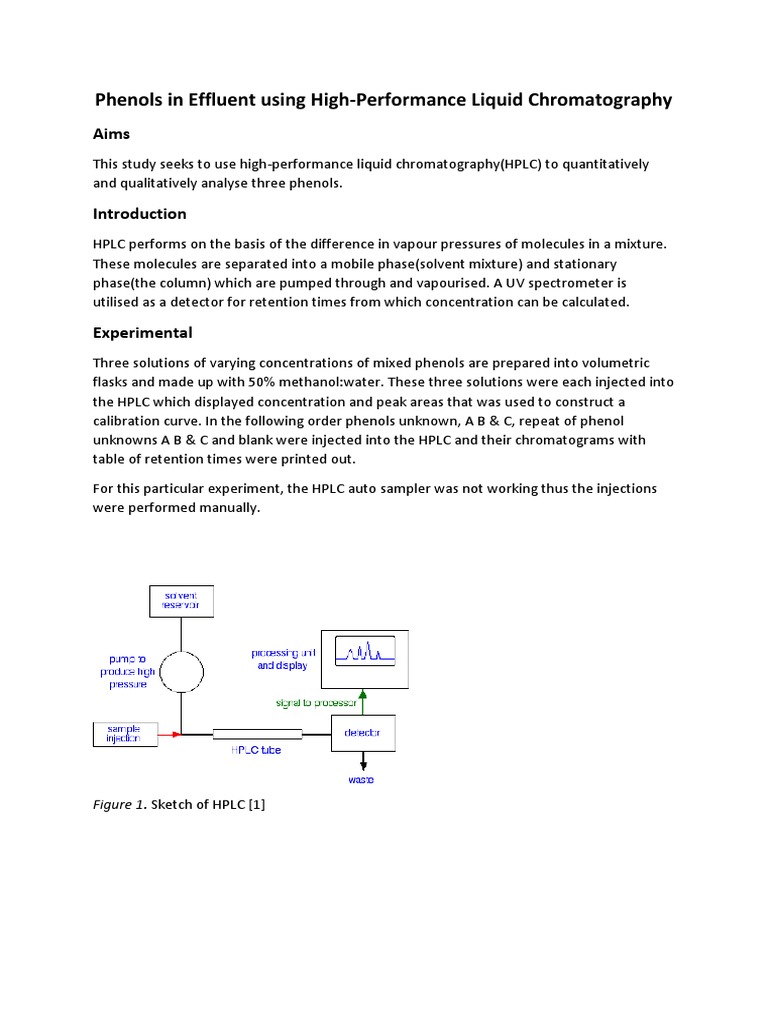 Phenol Analysis in Effluent via HPLC | PDF | High Performance Liquid ...