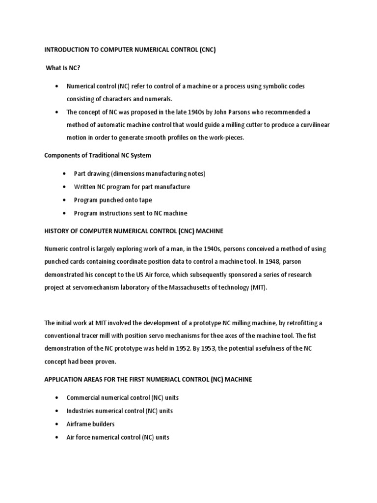 History of Computer Numerical Control | PDF | Numerical Control | Machines