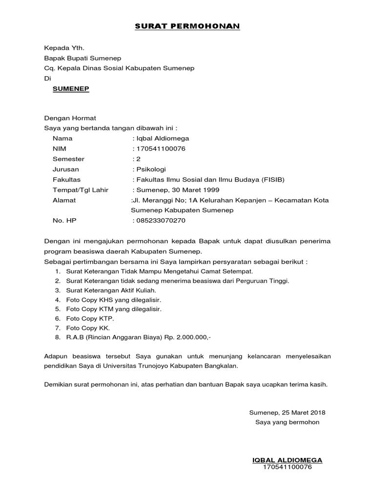 Surat Permohonan Dan Rab | PDF