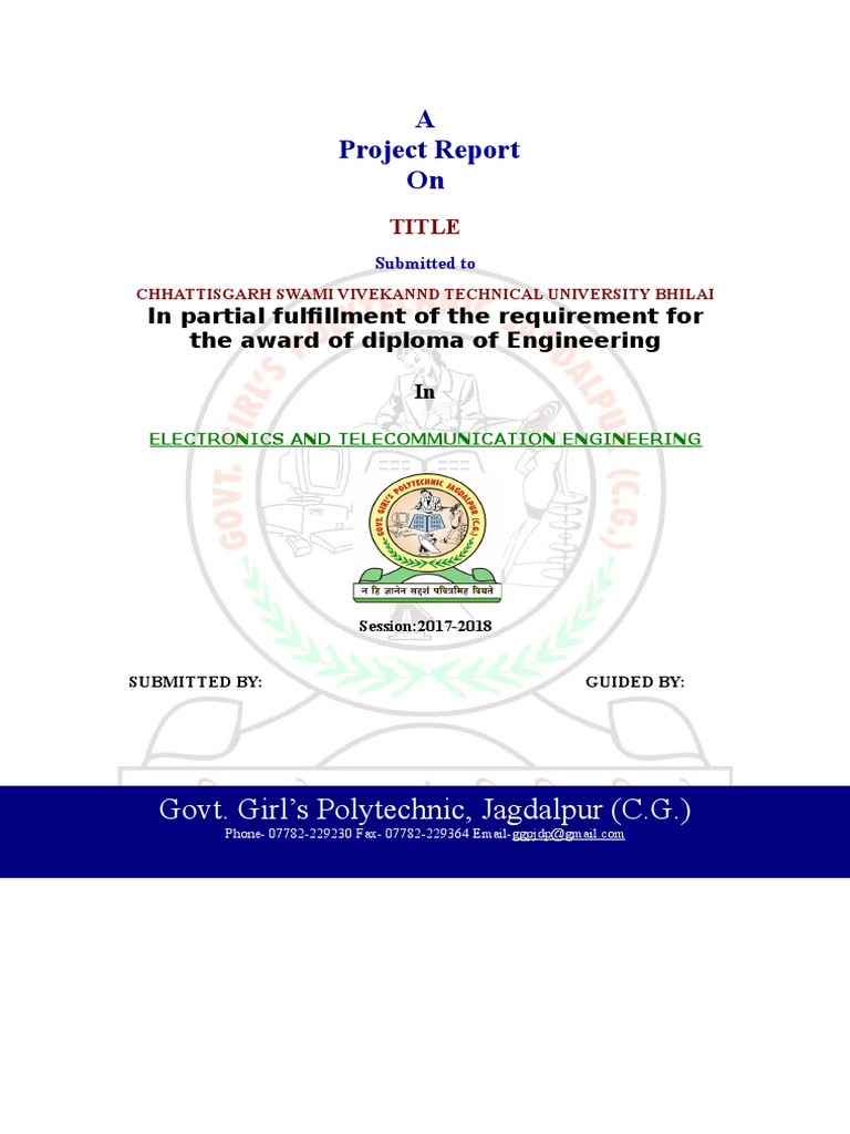A Project Report On: Govt. Girl's Polytechnic, Jagdalpur (C.G.) | PDF ...