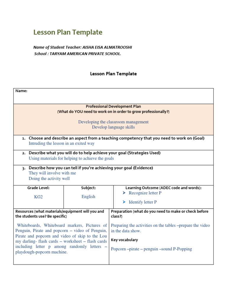 Lesson Plan4 | PDF | Lesson Plan | Teachers