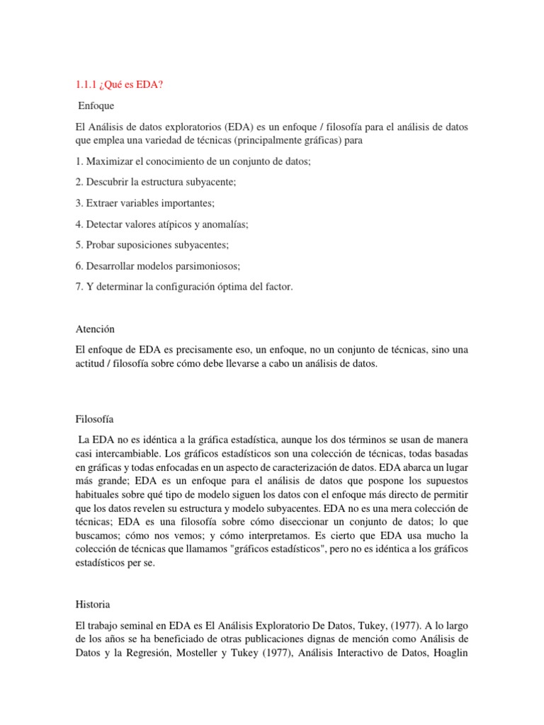 1.EDA Introducción Unidad Uno | PDF | Análisis de variación | Estadísticas
