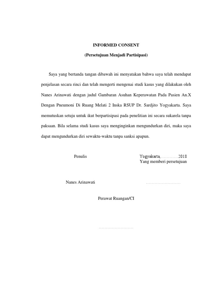 Informed Consent (Persetujuan Menjadi Partisipasi) | PDF