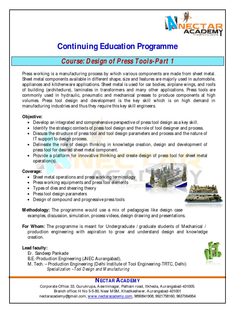 Course - Design of Press Tools For Mss | PDF | Sheet Metal | Design