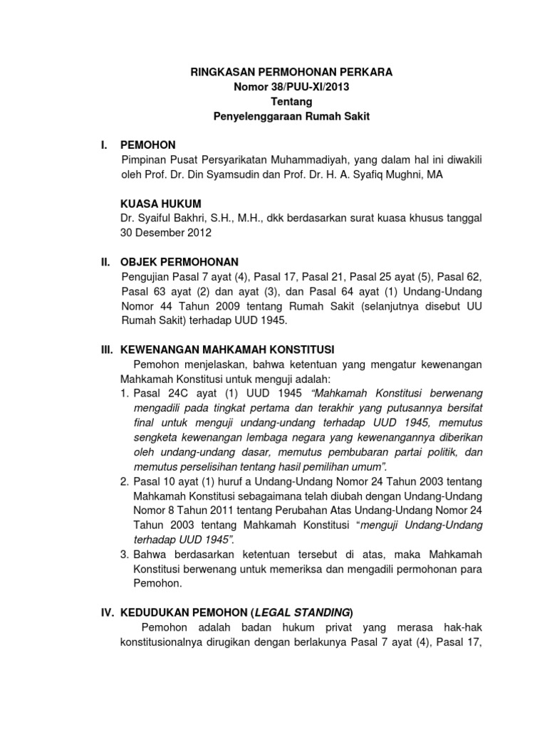 Resume - Perkara No 38 | PDF