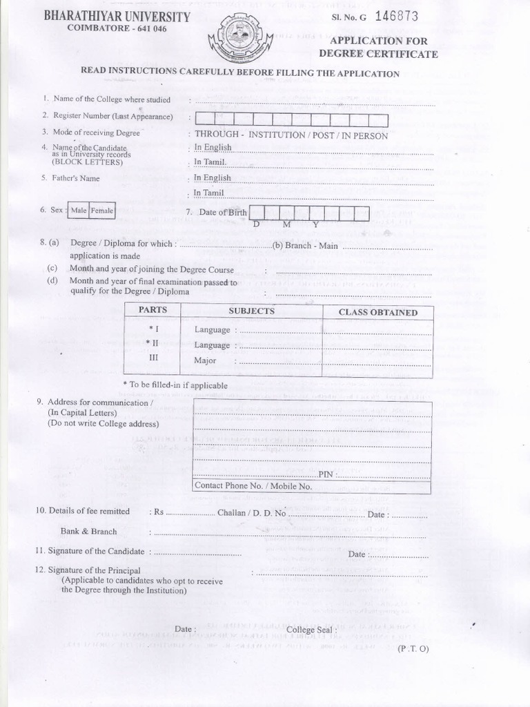 Degree Form1 | PDF | Doctor Of Philosophy | Academic Degree