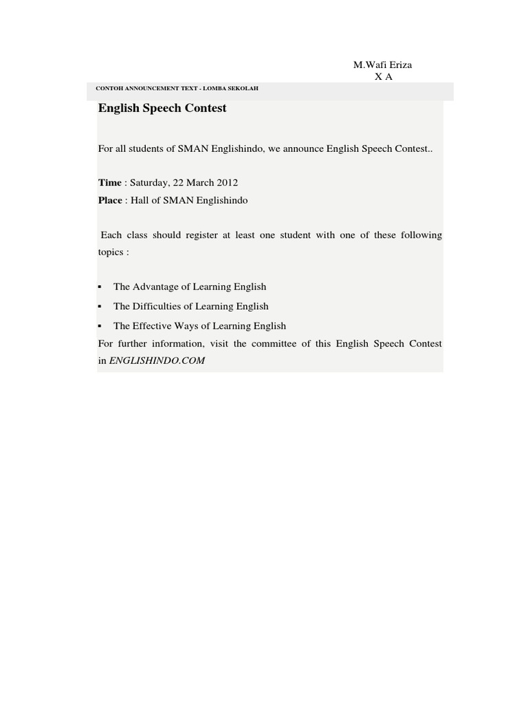 Contoh Announcement Text Pdf