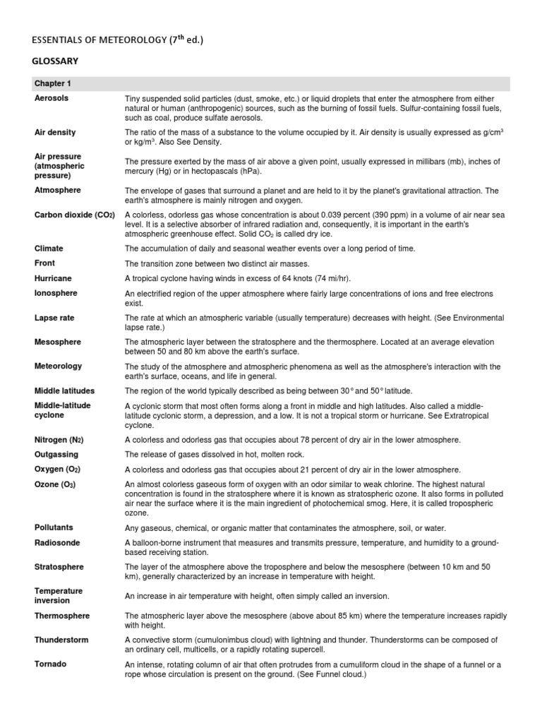 Glossary: Essentials of Meteorology (7 Ed.) | PDF | Precipitation ...